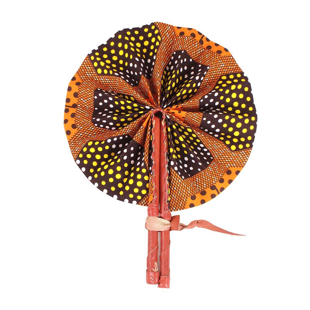 African Hand Fan – Orange Geometric | Handmade in Ghana — A Taste Of Africa