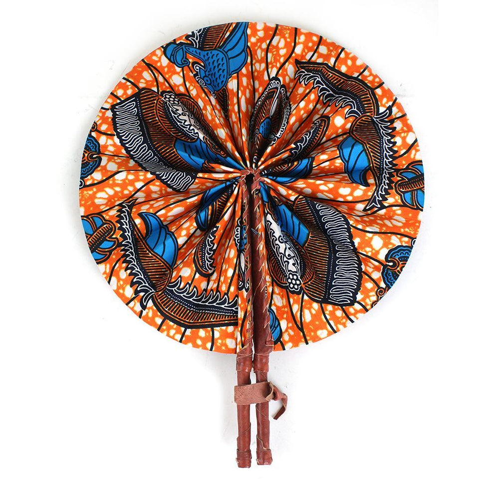 African Hand Fan – Orange Grey Traditional Design | Handmade in Ghana ...