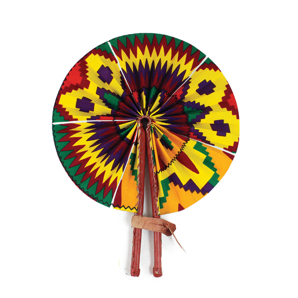 African Hand Fan – Yellow Purple Kente | Handmade in Ghana — A Taste Of ...