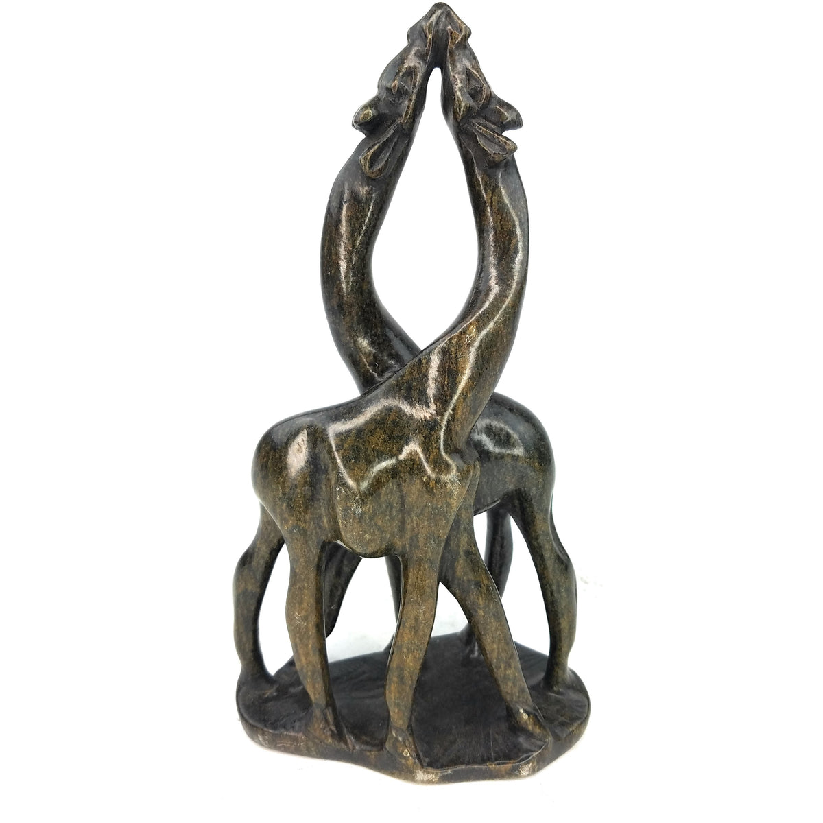 Earth-Tone Kissing Giraffe Couple | Hand Carved Art — A Taste Of Africa