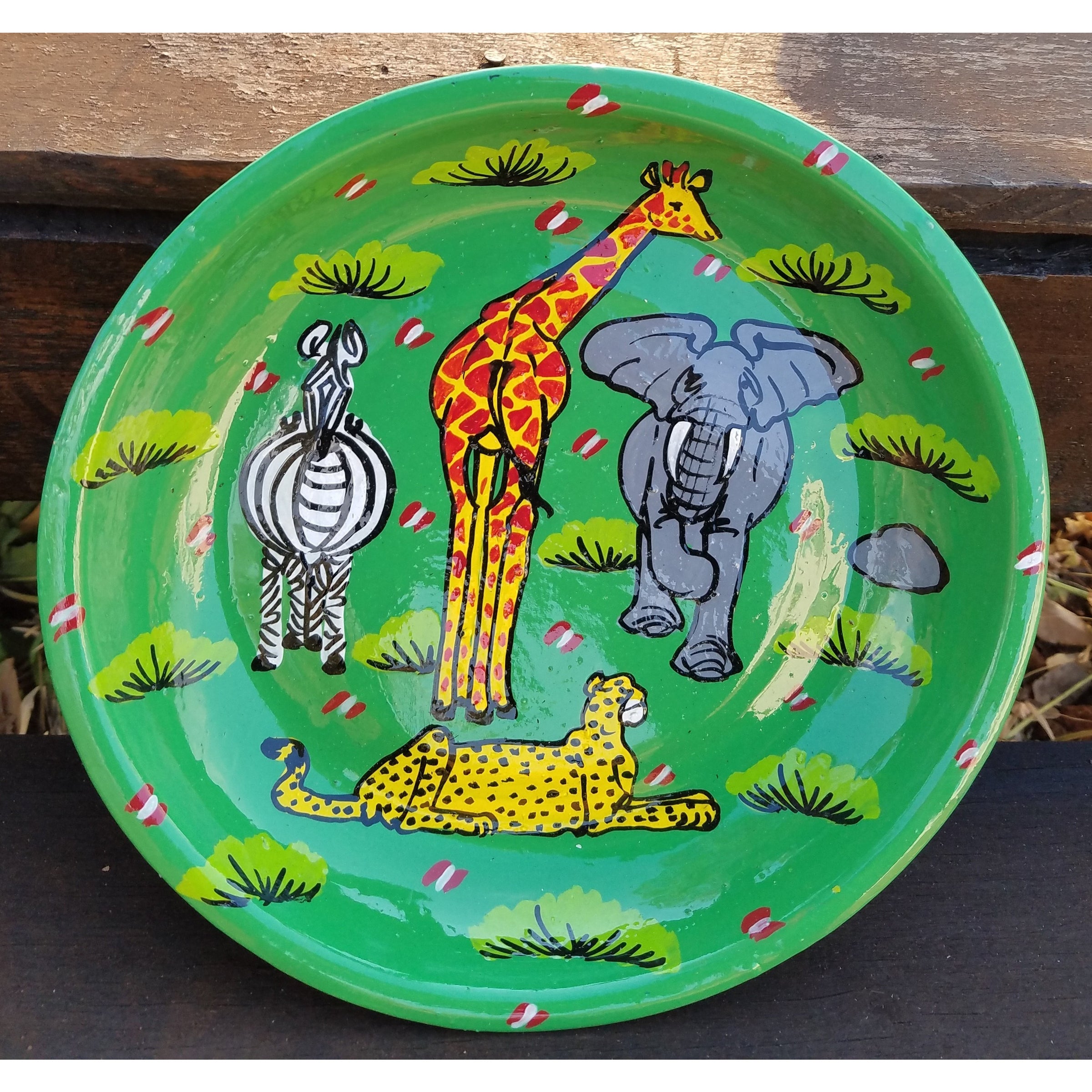 African Safari Animals Painted Plate | Handcrafted Art — A Taste Of Africa