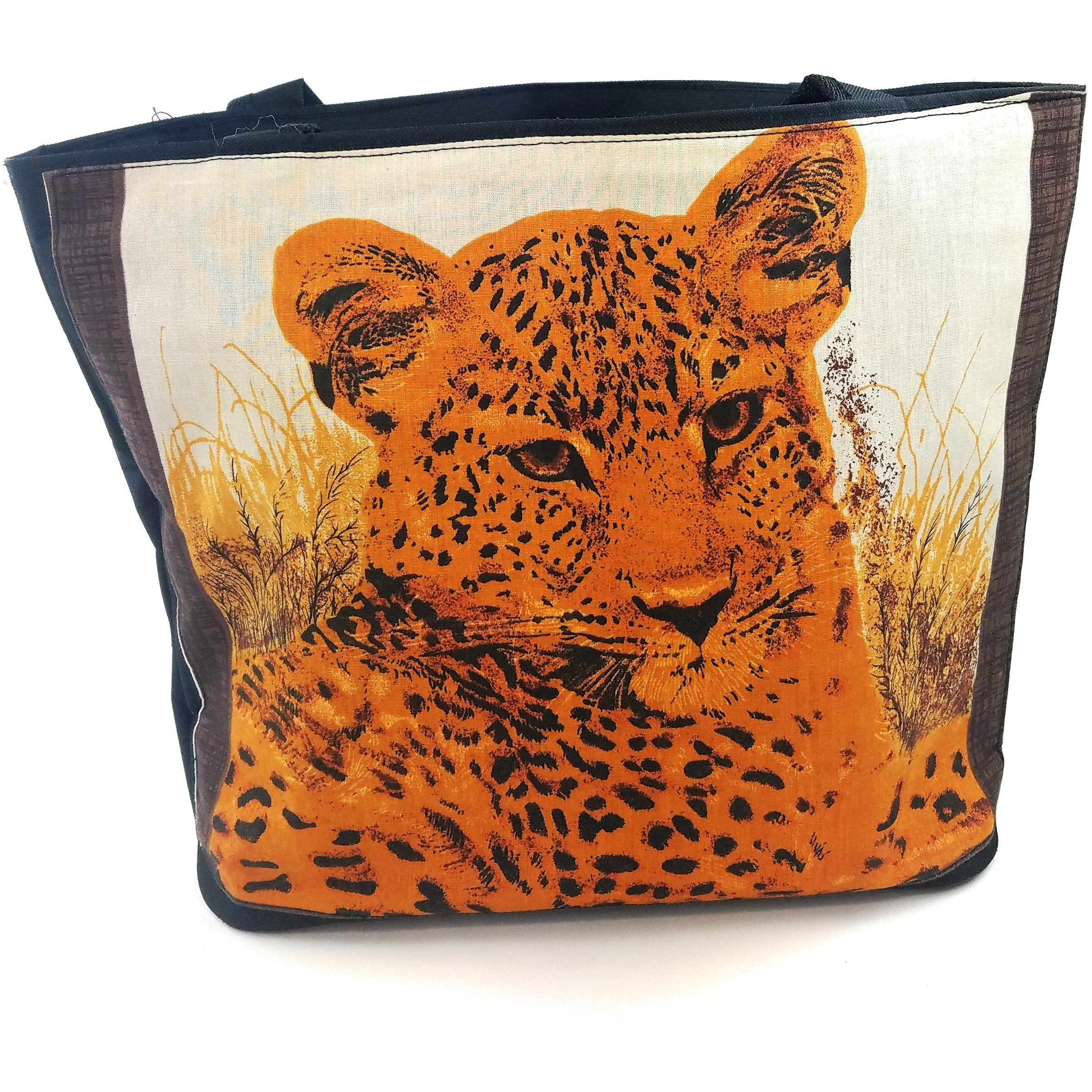 Handmade African Cheetah Tote Bag Durable Safari Print Shoulder Bag 0921