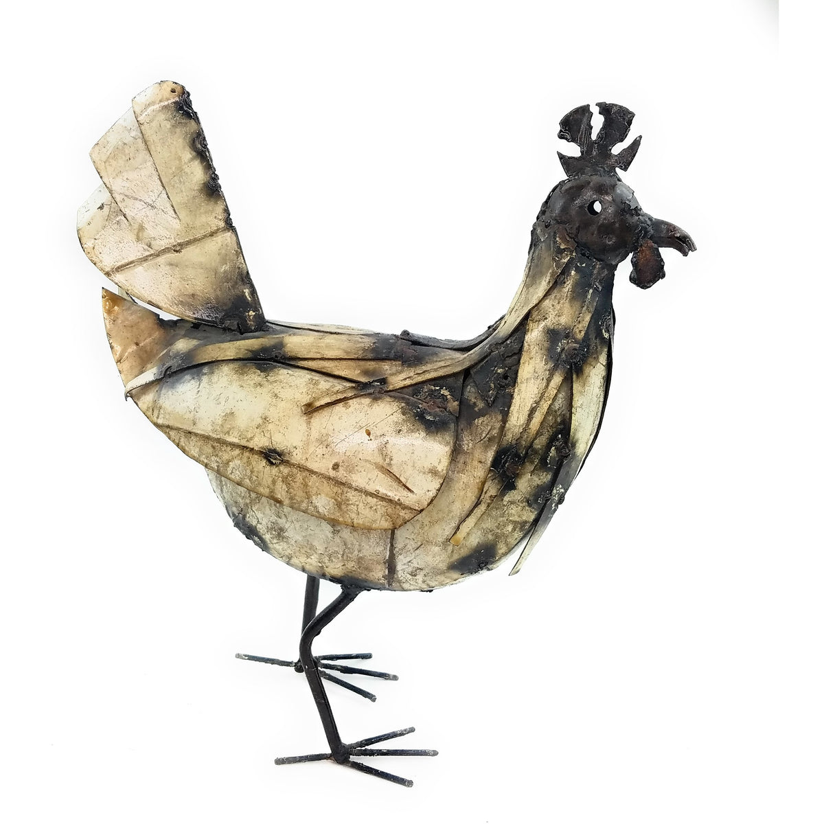 Handmade Recycled Metal Rooster Sculpture | African Garden Art — A ...